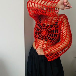 Halloween Spider Crochet Wear Pattern, Red Handmade Gift, Crochet ...