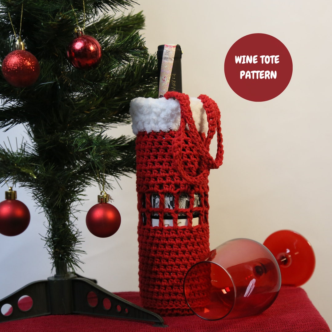 Crochet Wine Red Cozy Pattern for Christmas Gift, Xmas Personalized ...