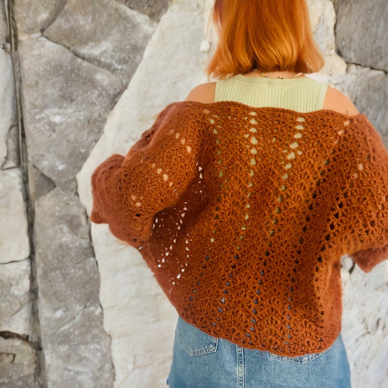 Handmade Crochet Cardigan: Brown Wool Slouchy Boho Sweater - Etsy New ...