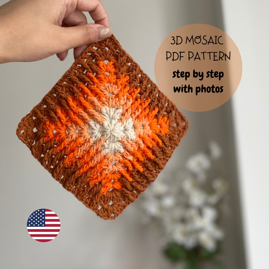 Crochet 3D Mosaic Granny Square Pattern: Afghan Motif (PDF Pattern) - Etsy