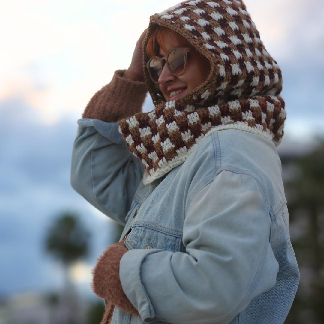 Handmade Crochet Checker Hat Scarf Set: Boho Winter Accessories - Etsy