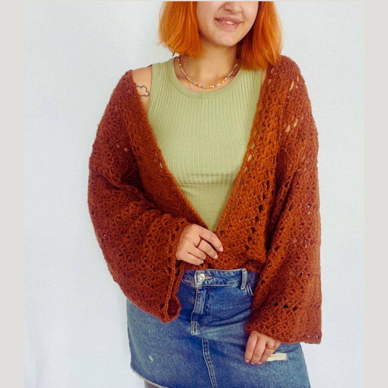 Handmade Crochet Cardigan: Brown Wool Slouchy Boho Sweater - Etsy New ...