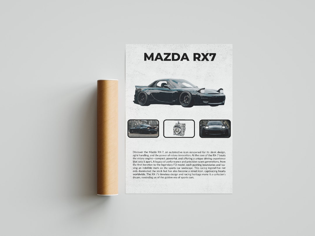 Mazda RX7 Poster Gift for Him Car Poster JDM for Car Lovers Poster Gift ...