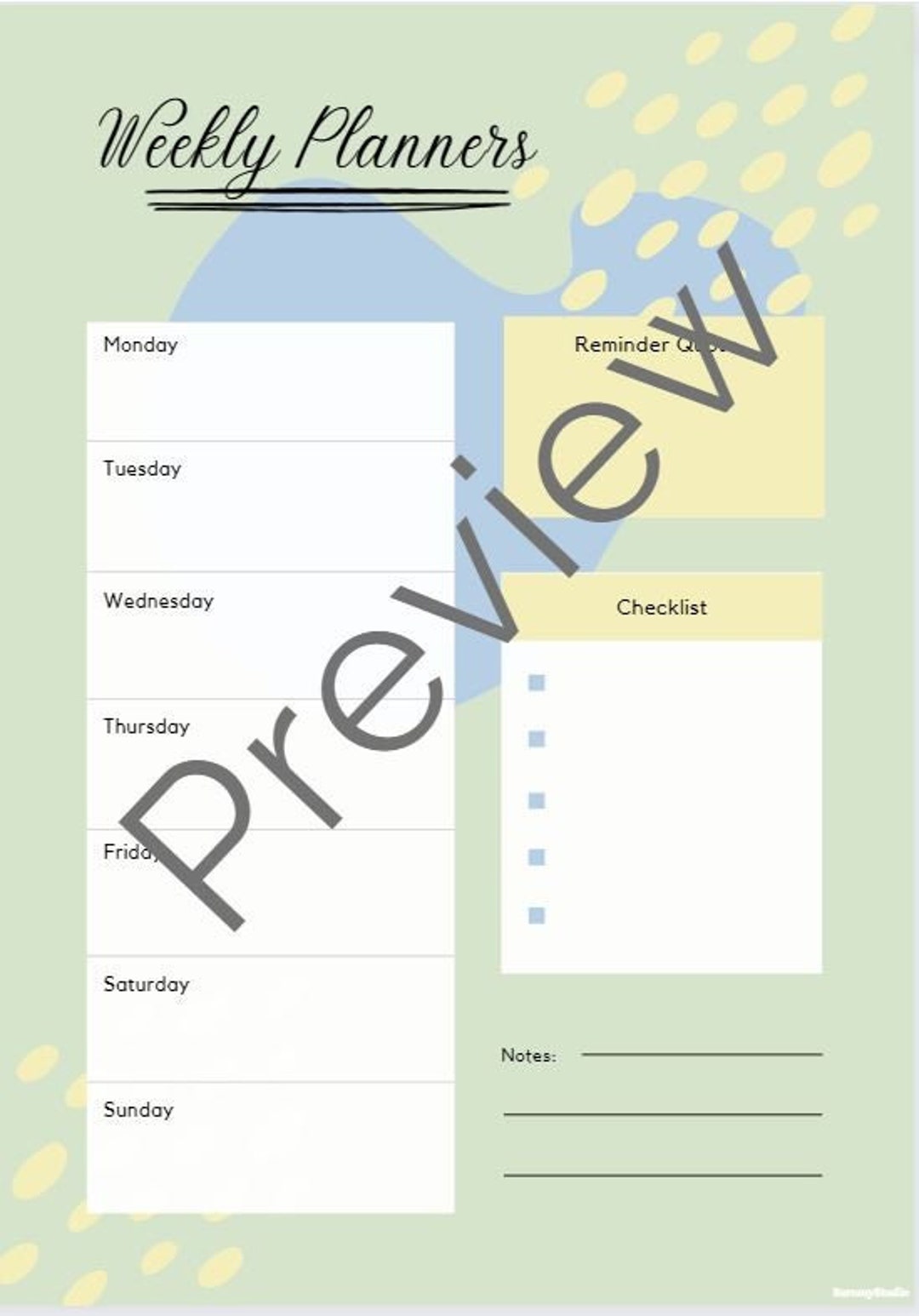 Bubble Week Planner PDF Printable Planner - Etsy