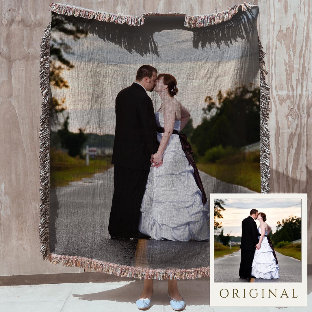 Custom Photo Jacquard Woven, Fringed Edge Blanket, Personalized Cotton ...