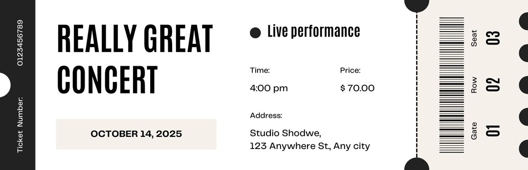 Custom Editable Concert Ticket, Invitation, Text Ticket, Digital Ticket ...