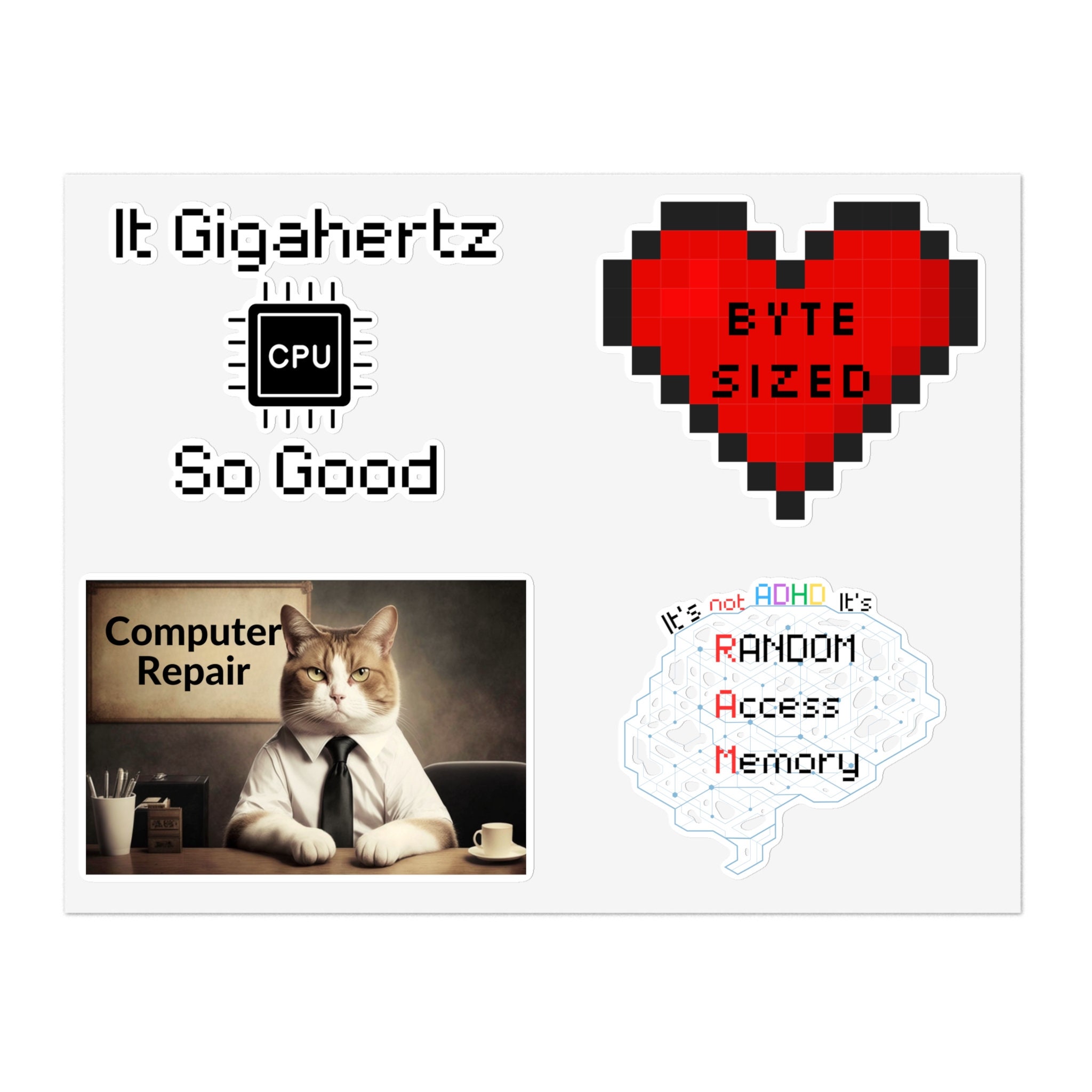 Computer Geek Stickers ADHD Humor RAM Pixel Art Heart - Etsy