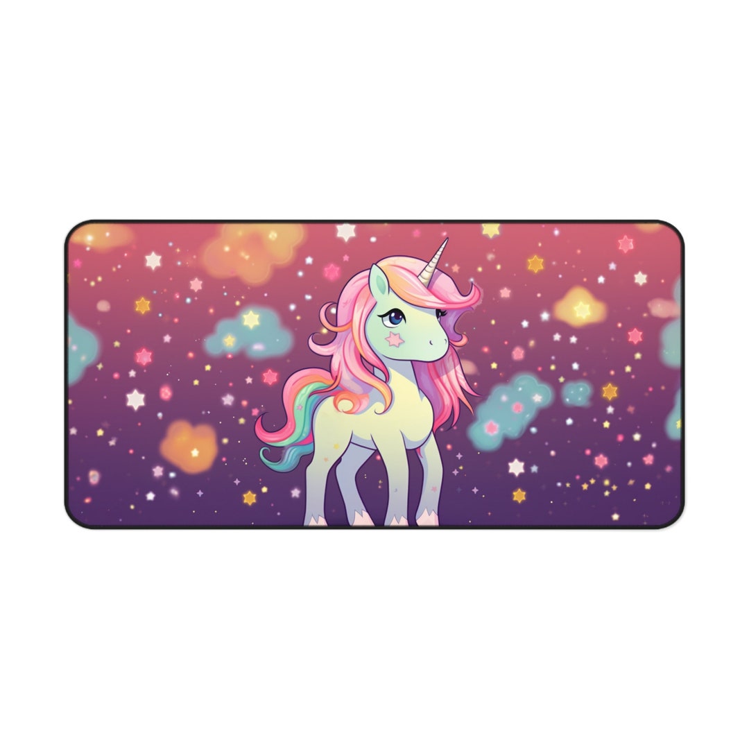 Kawaii Unicorn, Unicorn Desk Mat, Pink and Purple, Cute Design, Unicorn ...
