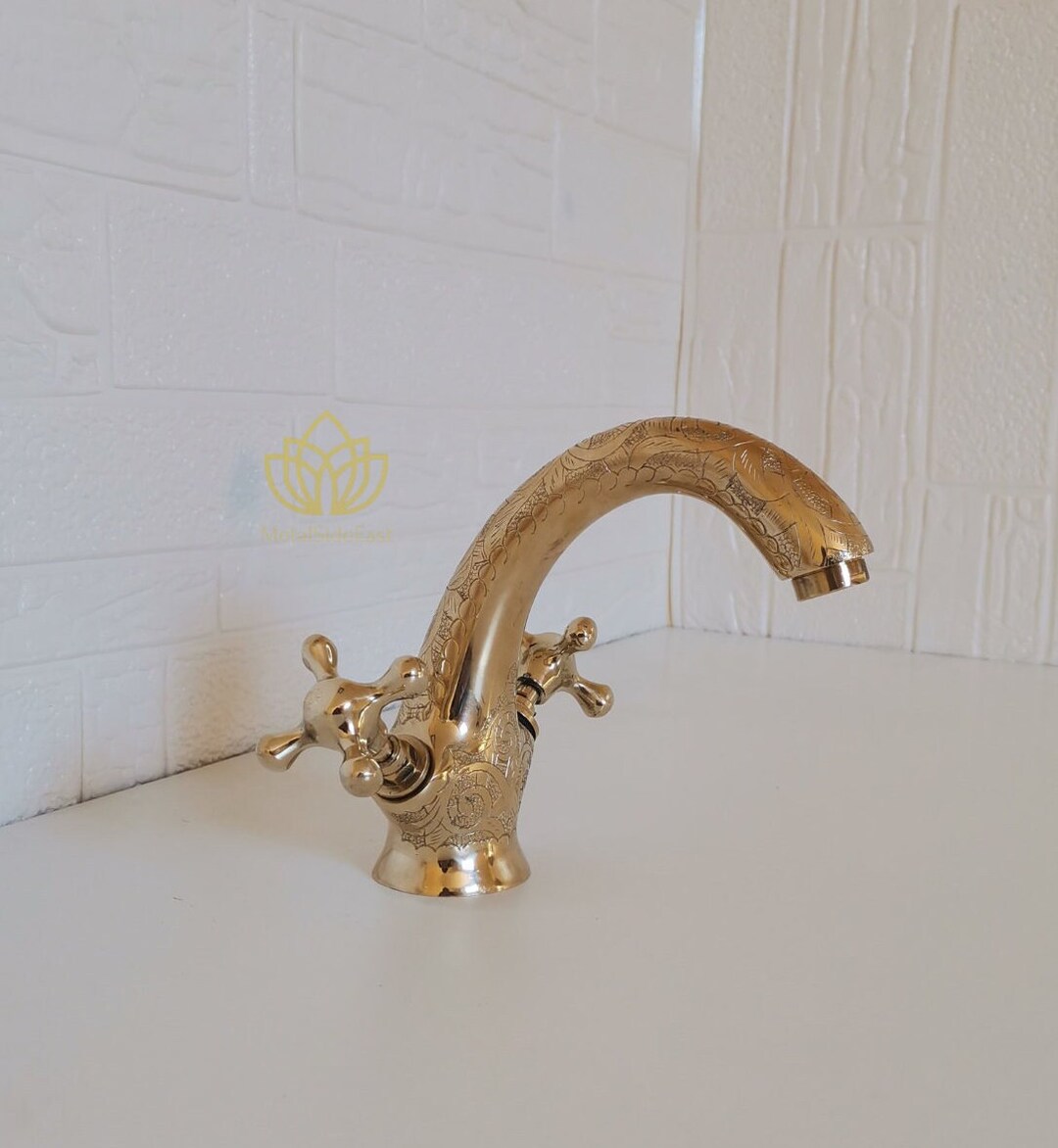 Bathroom Sink Faucet Antique Brass Single Hole Cold And Hot Double