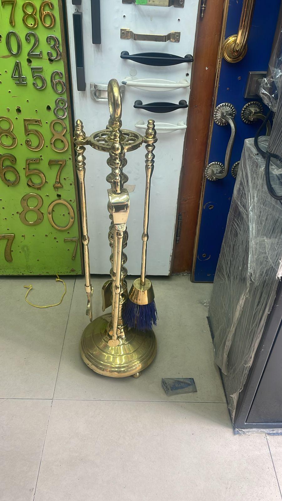 Vintage Etched Solid Brass Fireplace Tool Set With Stand - Etsy
