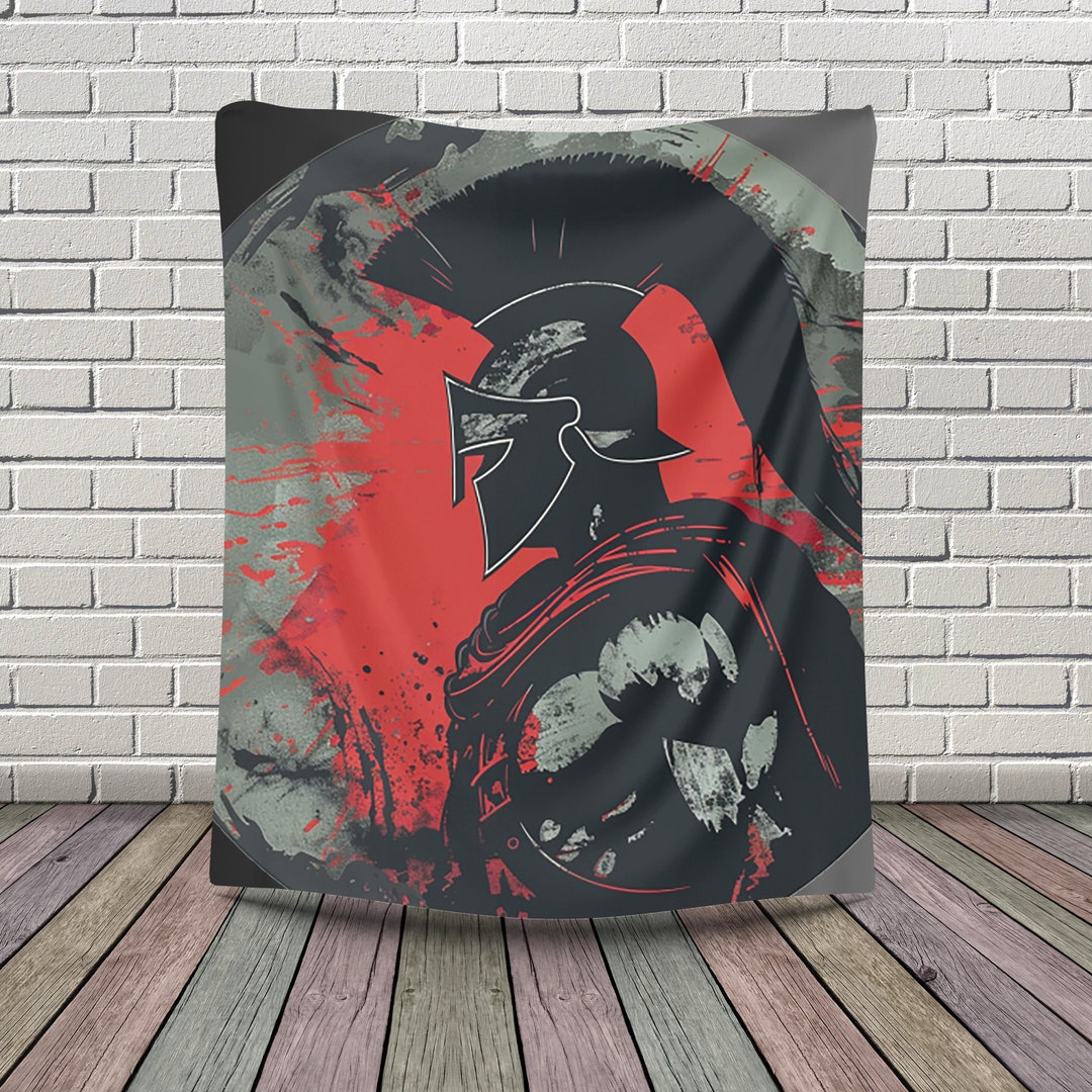 Spartan Luxurious Sherpa Blanket, Spartan Warrior Vector Style Art ...