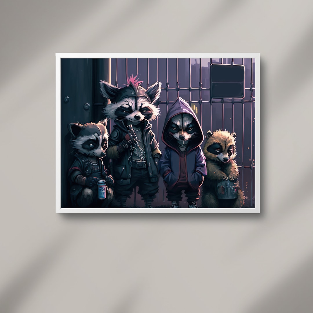 Punk Raccoon Gang Digital Download: Cell Shaded Comic Book Style, AI ...