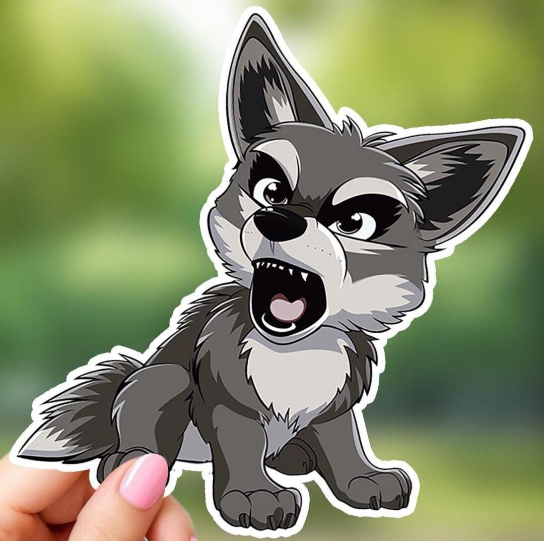 Wolf Fierce Sticker, Baby Wolf Image, Animal Art, Cute Wolf Cub, Laptop ...