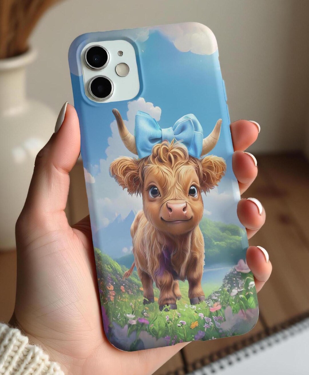 Baby Highland Cow iPhone Case, Samsung Phone Case, Cute Animal Artwork ...