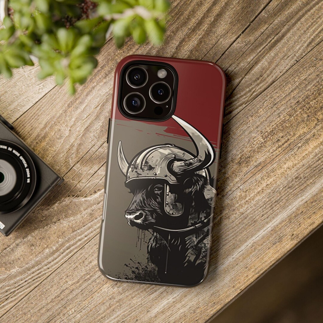 Highland Cow Spartan Warrior Vector Graphics iPhone Case, Cool Phone ...