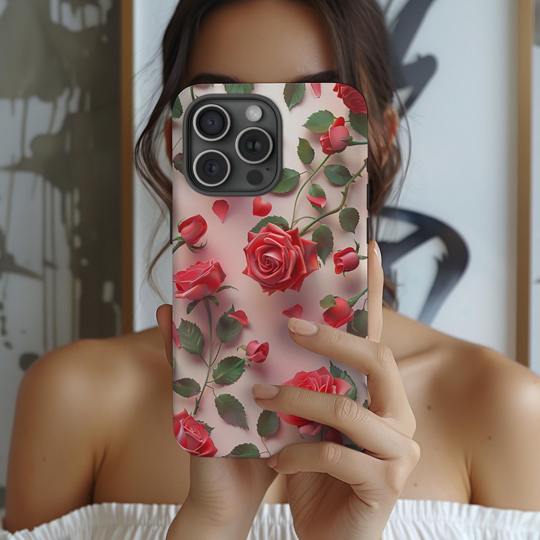 Rose Floral iPhone Case, Elegant Flower Design Phone Cover, Romantic ...