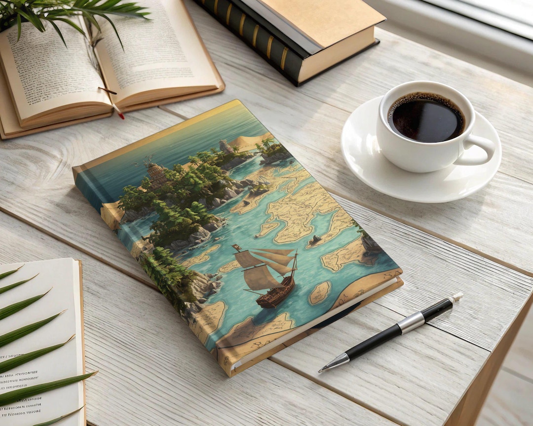 Fantasy Map Journals and Notebooks, Pirate Ship, Island Adventure ...