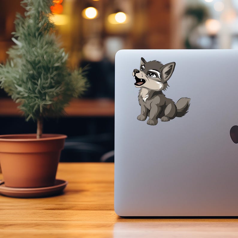 Wolf Howling Sticker, Wolf Baby Image, Animal Art, Cute Critter, Laptop ...