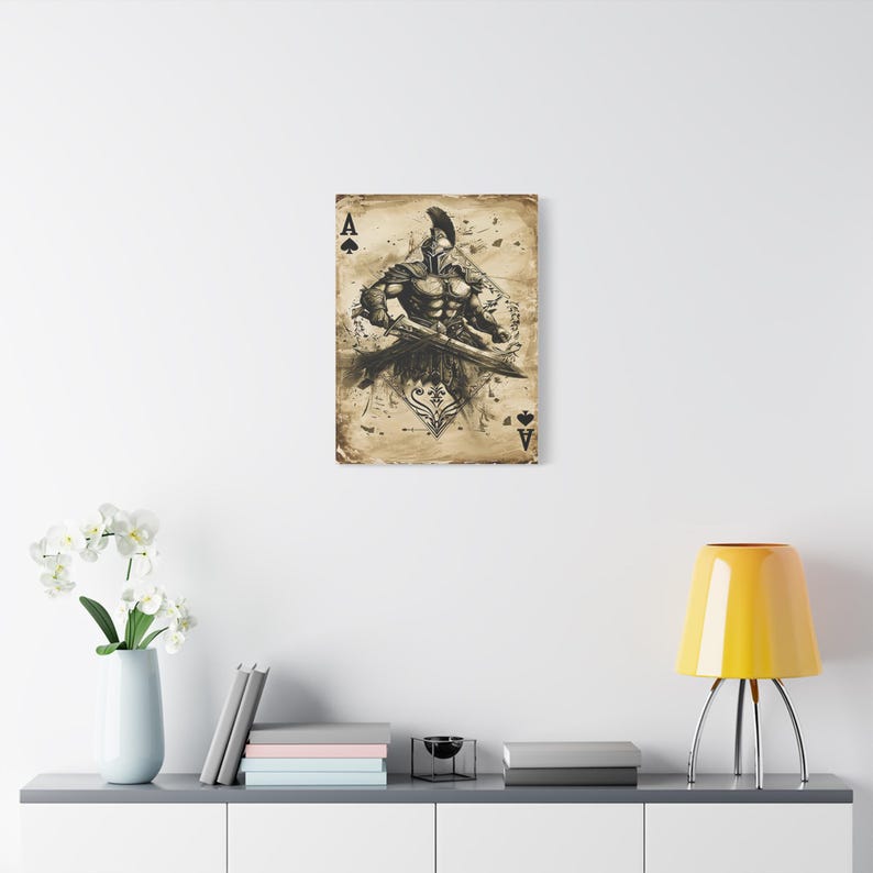 Spartan Ace of Spades Canvas Wall Art, Spartan Warrior Vector Style Art ...