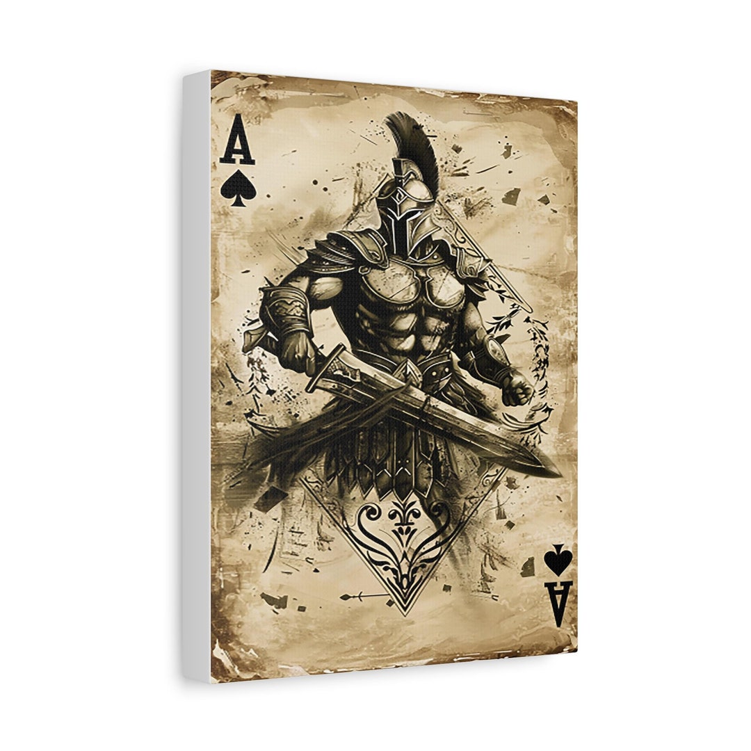 Spartan Ace of Spades Canvas Wall Art, Spartan Warrior Vector Style Art ...
