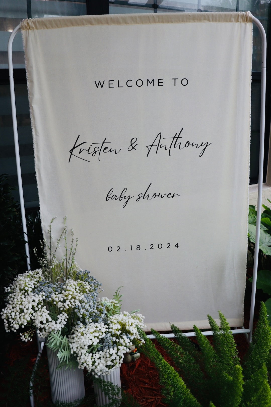 Baby Shower Linen Welcome Sign | Wedding Linen Welcome Sign | Linen ...