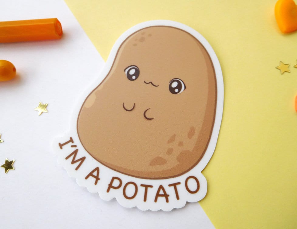 I'm a Potato Vinyl Waterproof Funny Kawaii Sticker, Potato Gift, Cute ...