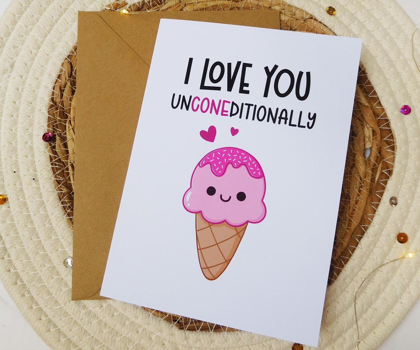 Ice Cream Unconditionally Love Greeting Card, I Love You Card, Birthday ...