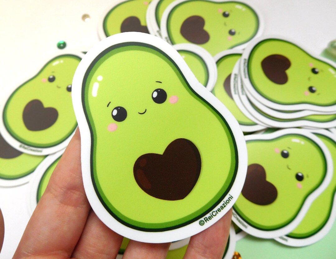Avocado Vinyl Sticker Kawaii Fruit Food, Valentines Day Stickers, Manga ...