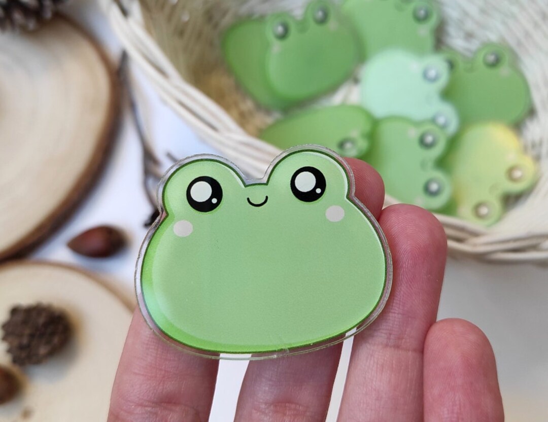 Cute Frog Button Kawaii Acrylic Pin, Bagpack Accessories, Animal Pin - Etsy