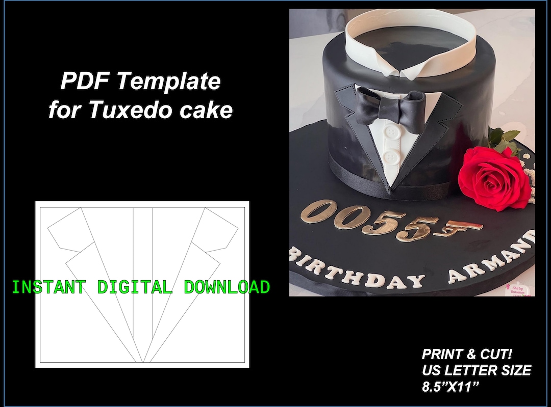 Tuxedo Suit Cake Template (printable) - Instant Digital Download - Etsy