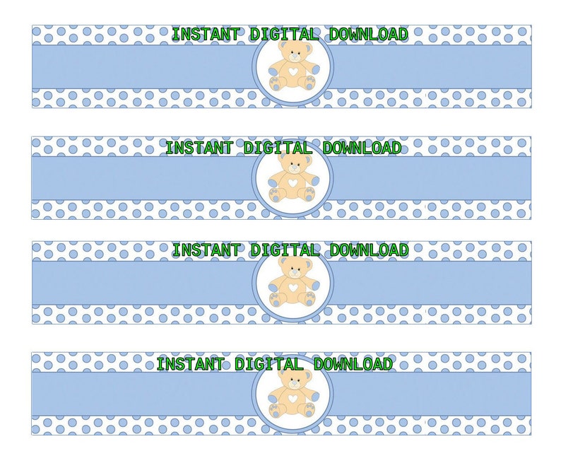 Teddy Bear Water Bottle Labels printable Instant Digital - Etsy