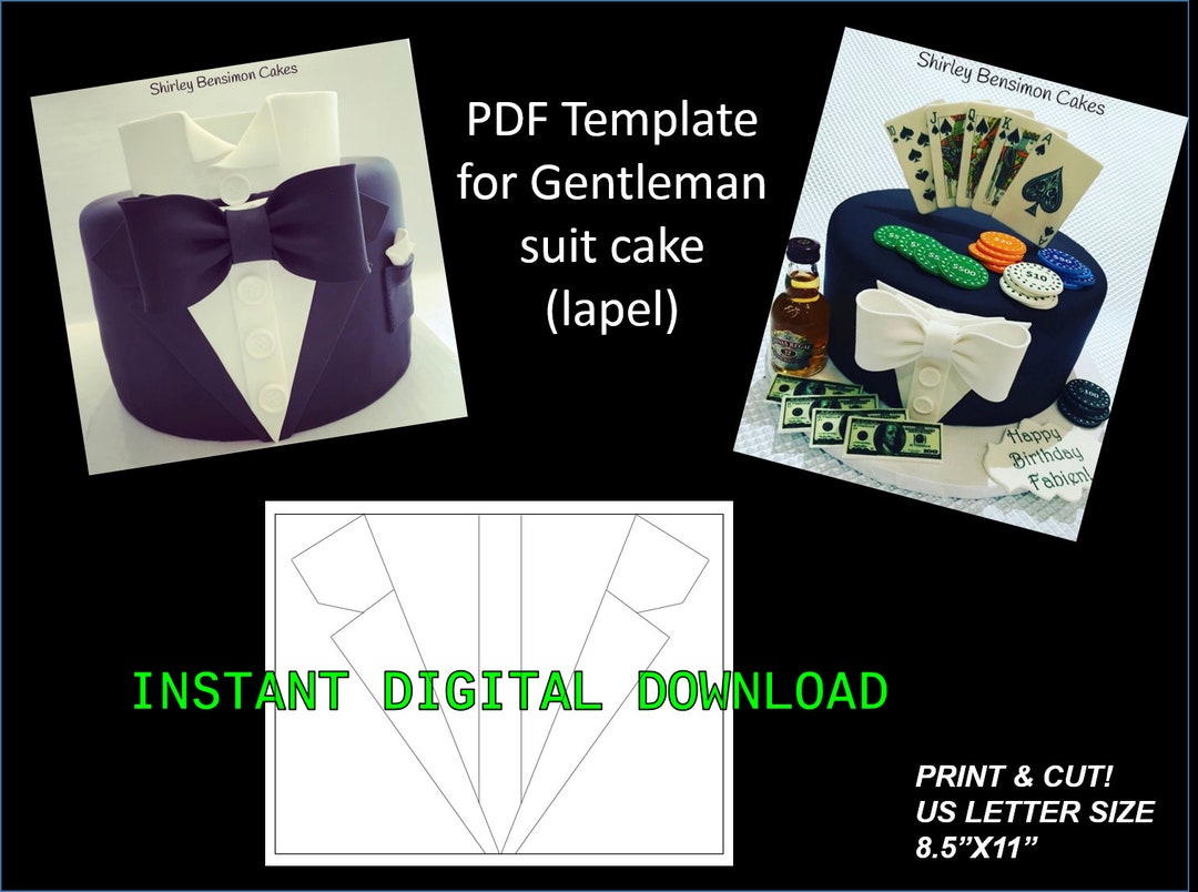 Tuxedo Suit Cake Template printable Instant Digital - Etsy