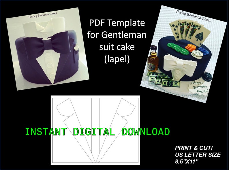 Tuxedo Suit Cake Template printable Instant Digital - Etsy