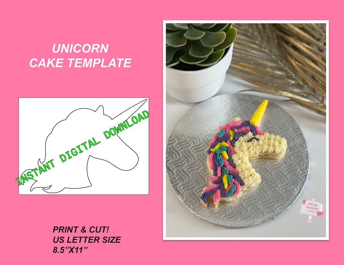 Unicorn Cake Template Instant Digital Download - Etsy