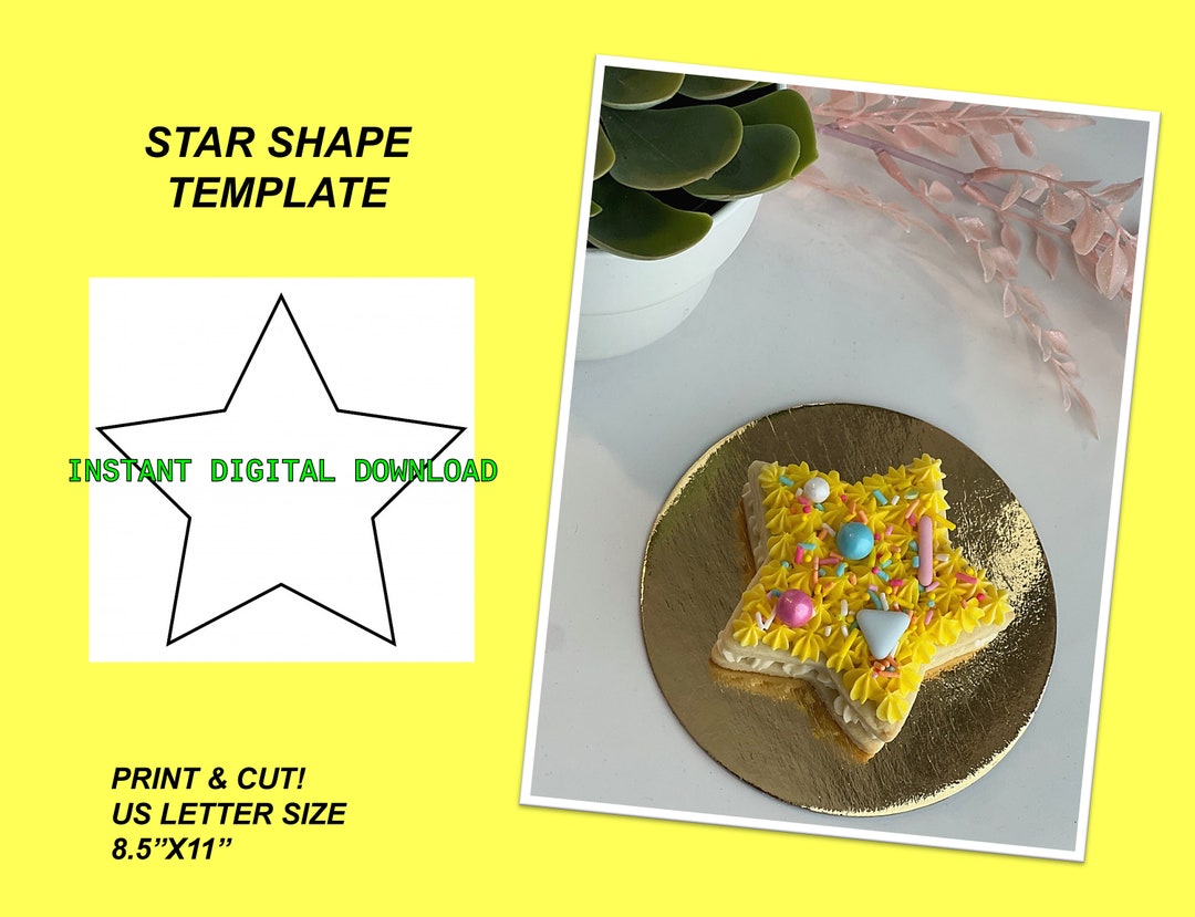 Star Shape Template, for Cakes & DIY, Printable - Instant Digital ...