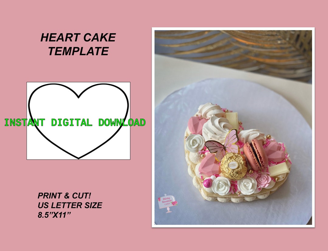 Heart Cake Template (printable) - Instant Digital Download - Etsy
