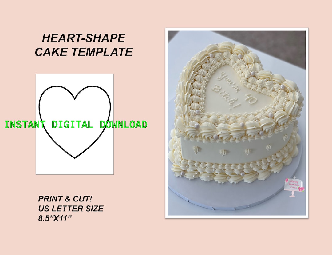 Heart-shape Cake Template (printable) - Instant Digital Download - Etsy
