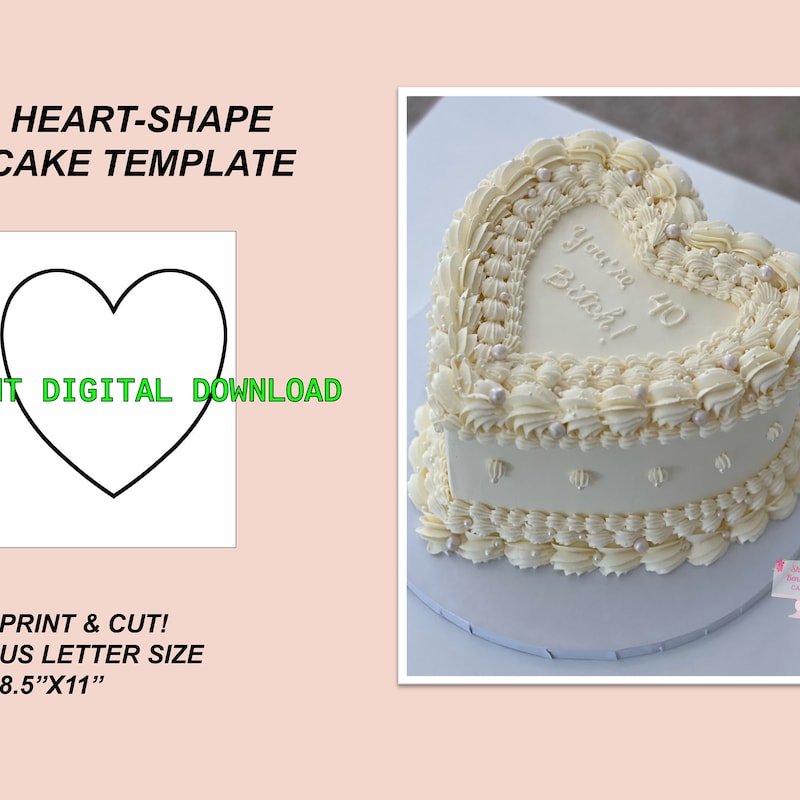 Heart Shape Cake Stencil Template - Etsy