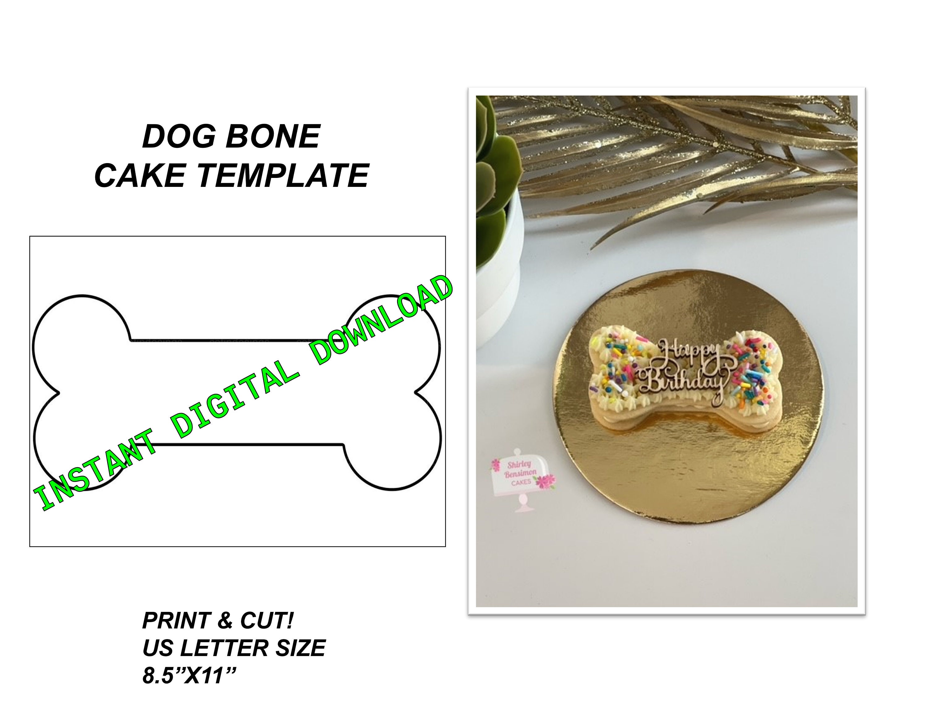 Dog Bone Cake Template Instant Digital Download - Etsy