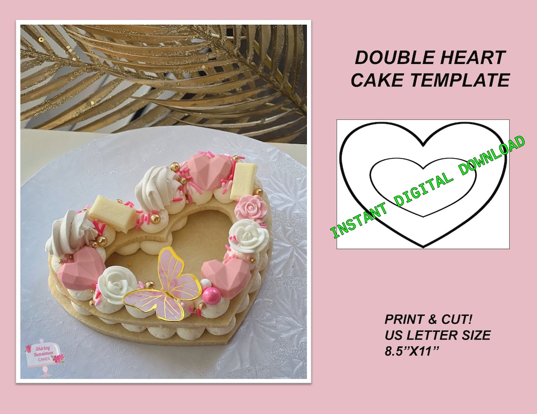 Double Heart Cake Template (printable) - Instant Digital Download - Etsy