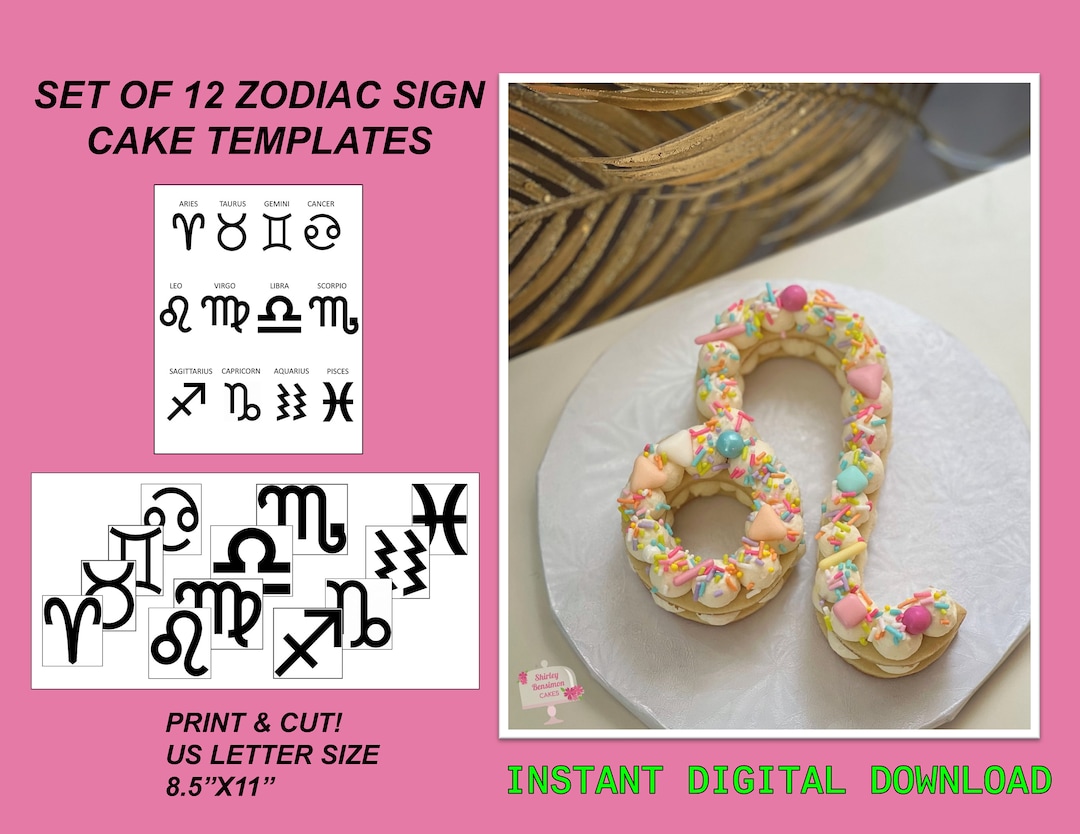 Zodiac Horoscope Sign Cake Templates, Astrology (printable) - Instant ...
