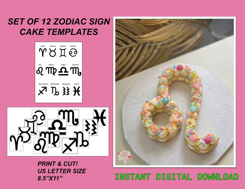 Zodiac Horoscope Sign Cake Templates Astrology printable - Etsy