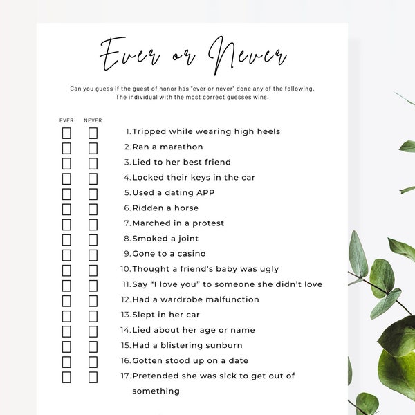 Printable Never Have I Ever Signs - Etsy