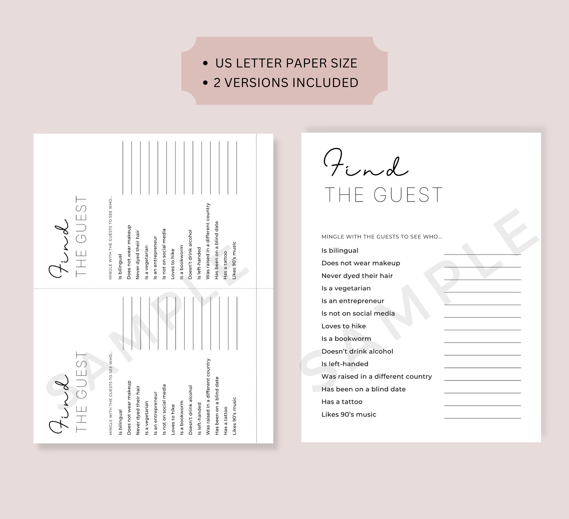 Find the Guest Game, Find the Guest Digital Download, Find the Guest - Etsy