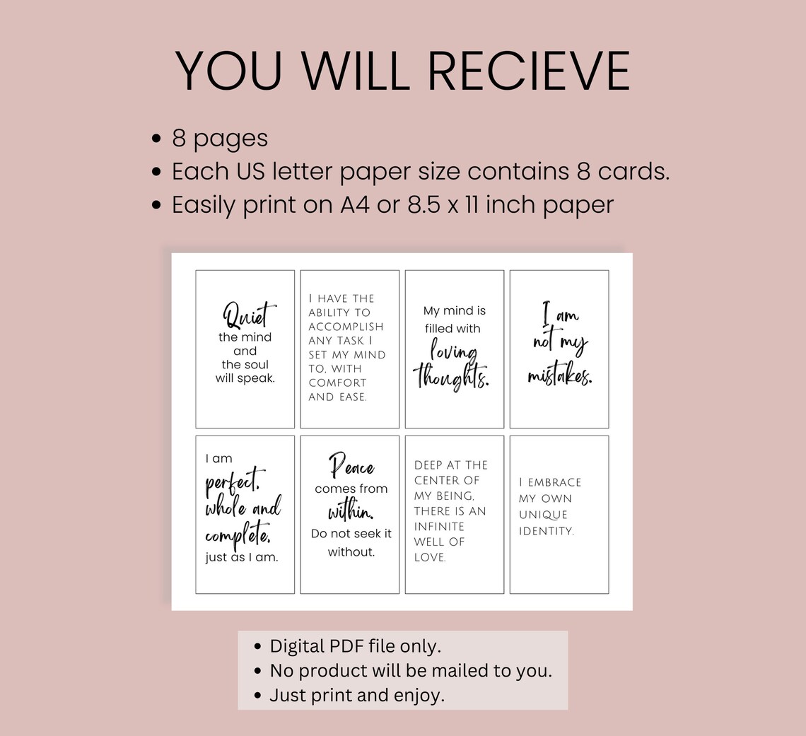 Affirmation Cards Printable, Positive Affirmation Cards, Printable ...