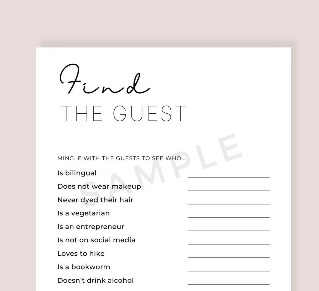 Find the Guest Game, Find the Guest Digital Download, Find the Guest - Etsy