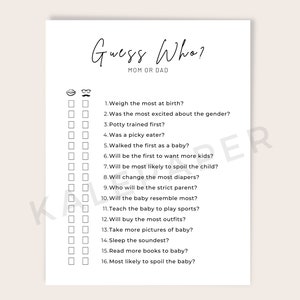 Guess Who Baby Shower Game, Guess Who Template, Guess Who Mom or Dad - Etsy