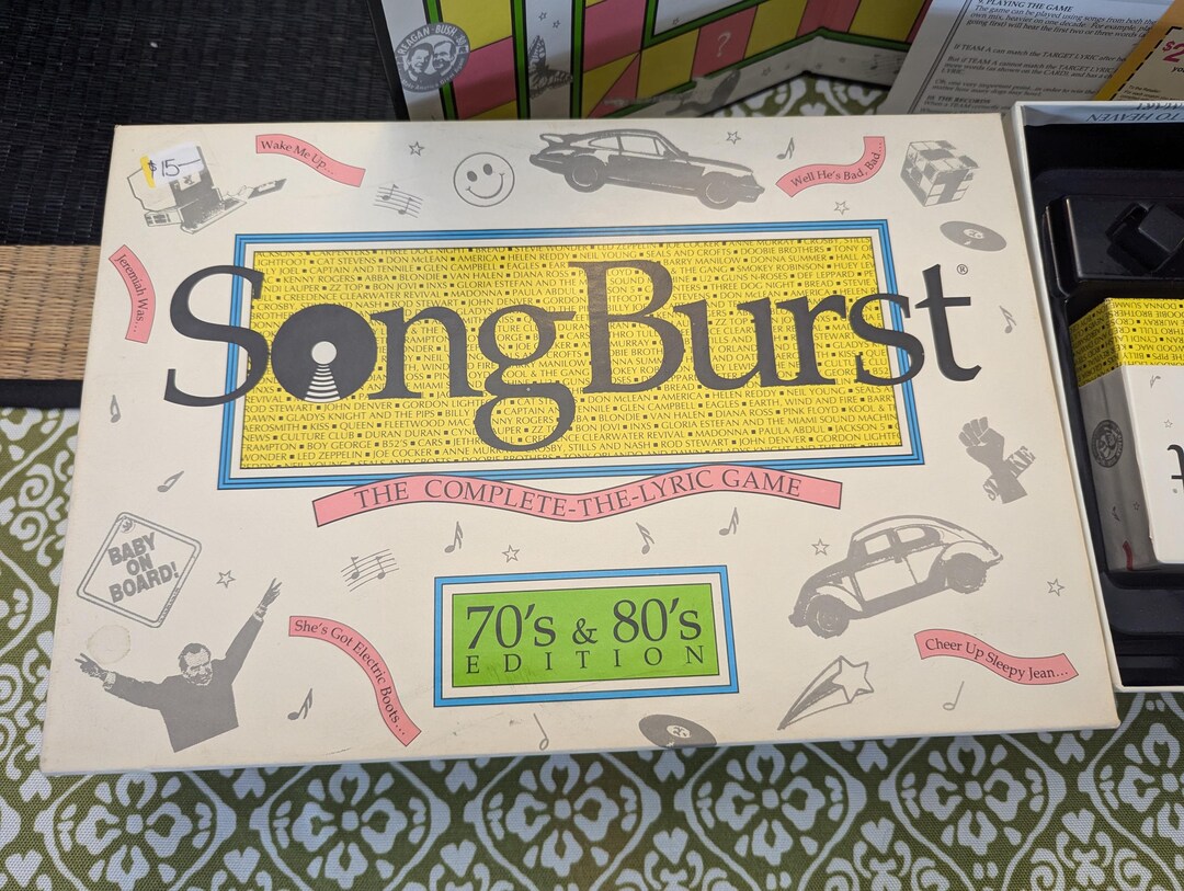 Song Burst 70s & 80s Board Game, Complete the Lyrics Game 1992 - Etsy
