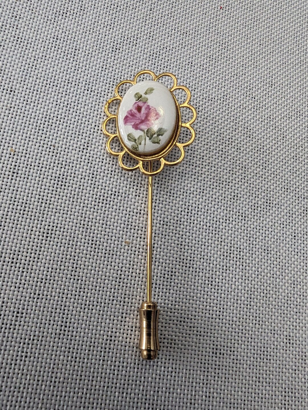 Vintage Gold Tone Rose Cameo Stick Pin: Retro Costume Jewelry - Etsy