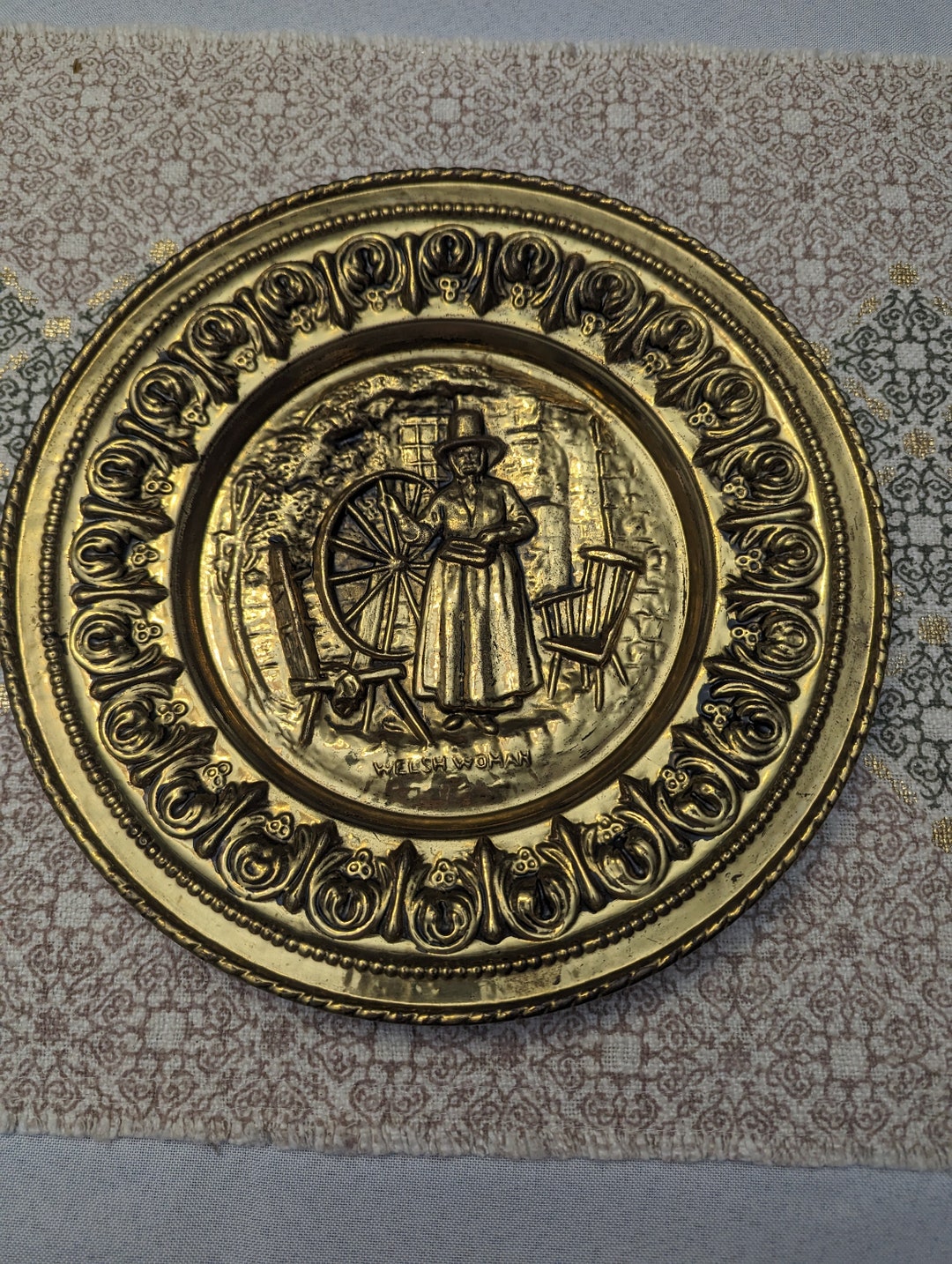 Vintage Embossed Copper Wall Plate: English Colonial Scene, 12 ...
